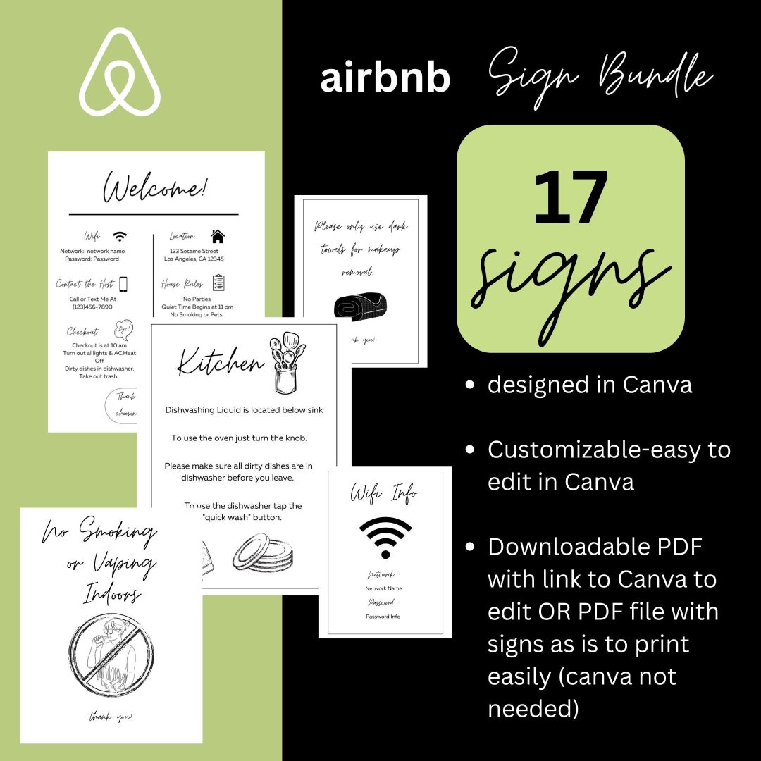 Airbnb Sign Bundle Signs for Rental Property - Etsy