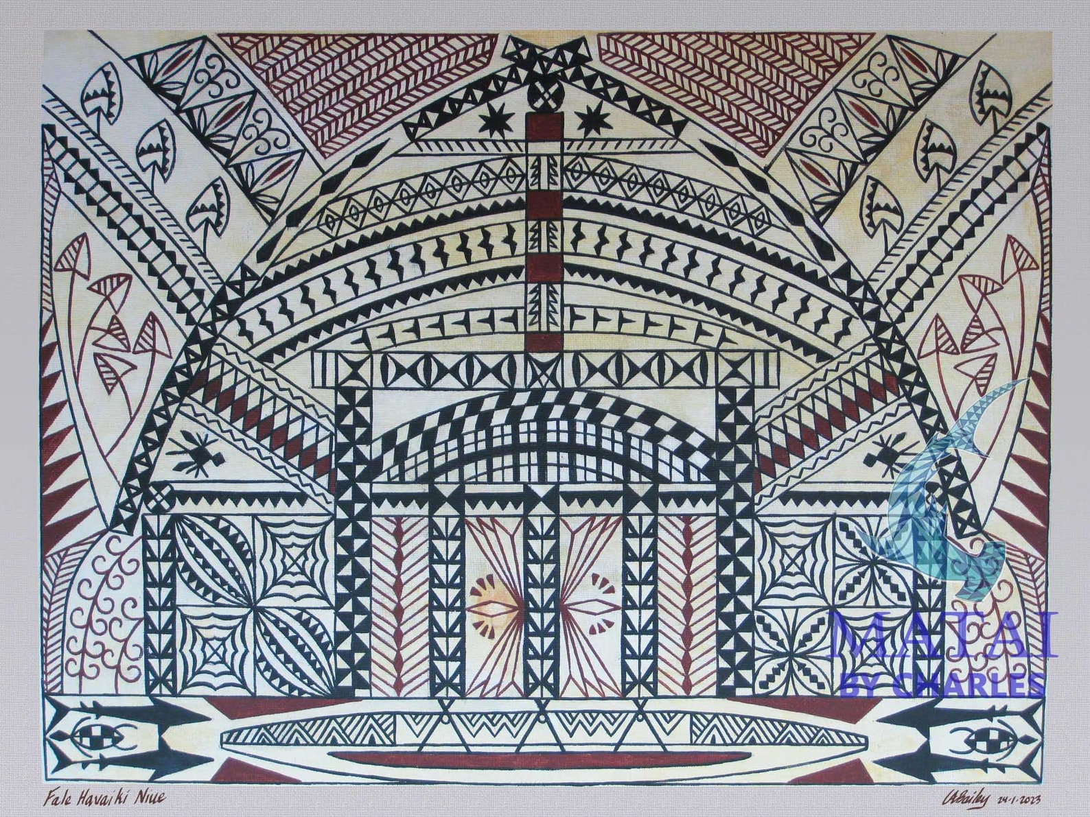 Polynesian Tapa Art Print, Niue Hiapo Style, Cultural Wall Decor ...