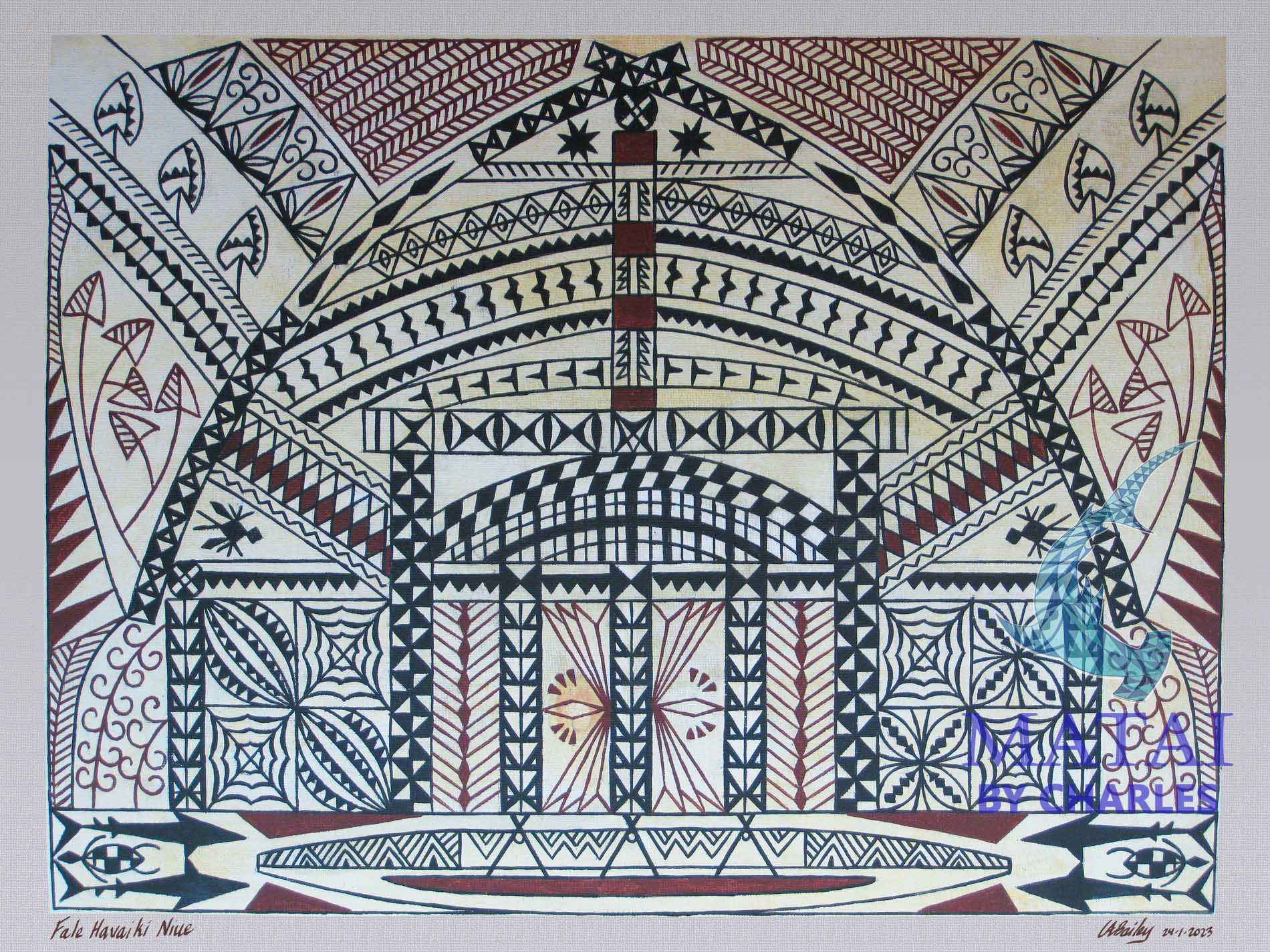 Polynesian Tapa Art Print, Niue Hiapo Style, Cultural Wall Decor ...