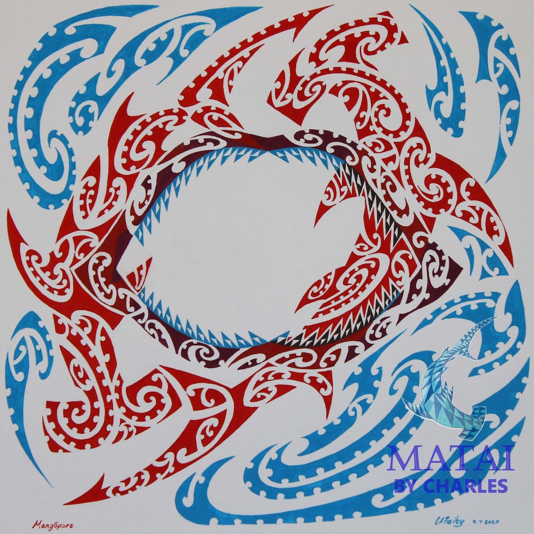 Maori Style Hammerhead Painting, Maori Style Wall Art, Polynesian ...