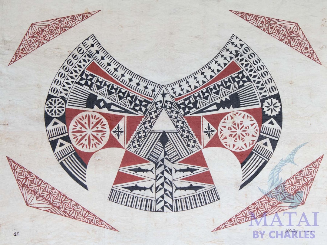 Polynesian Wall Art Decor, Fijian Tapa Cloth Painting Printable File ...