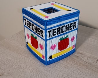 Teacher's Tissue Wood Box - 4 Sides Decorated - Etsy