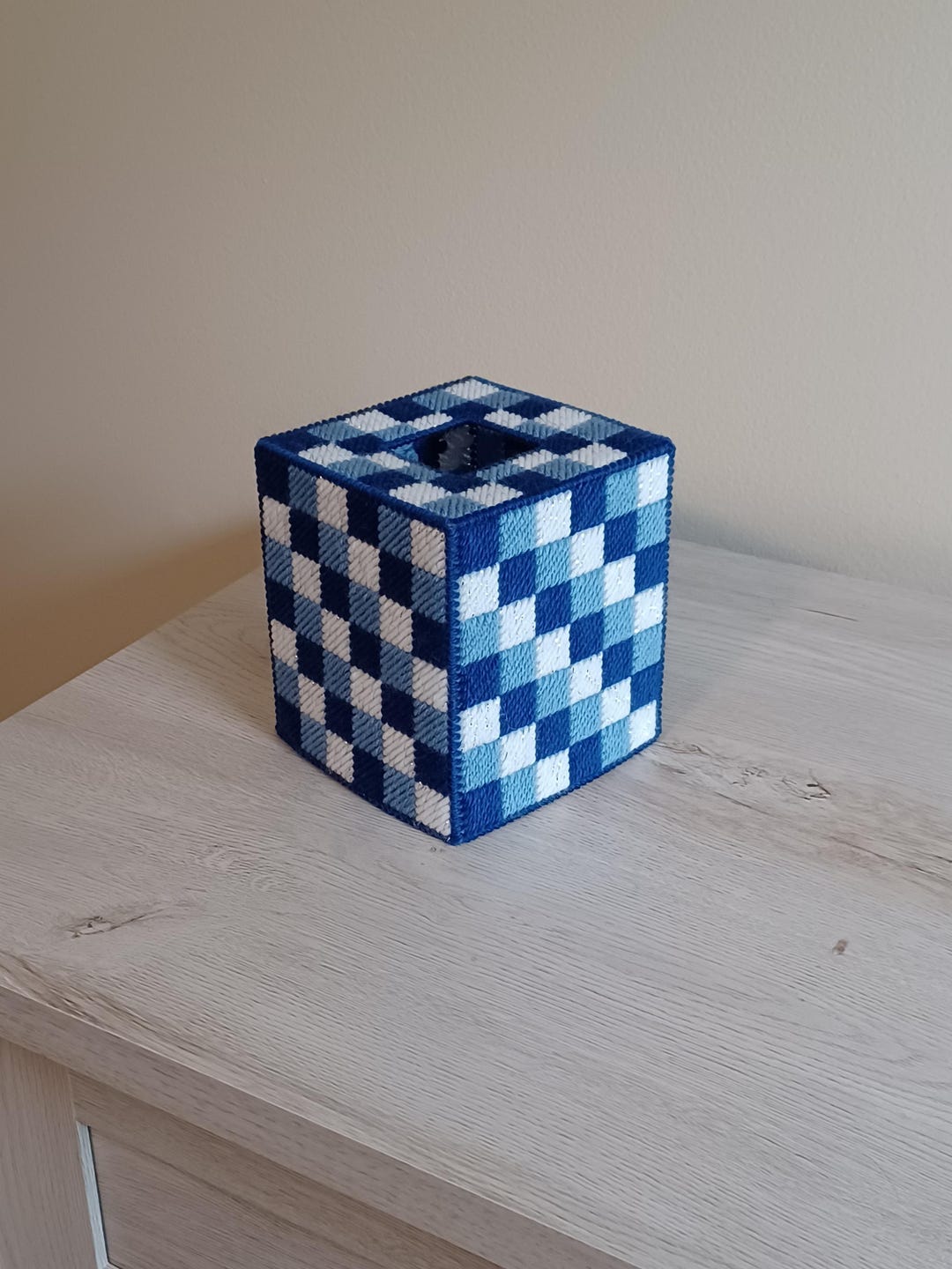 Blue Checkered Tissue Box - Etsy