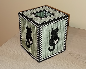 Handmade Kitty Cat Fabric Tissue Box Cover-sky Blue White Yellow Daisy ...