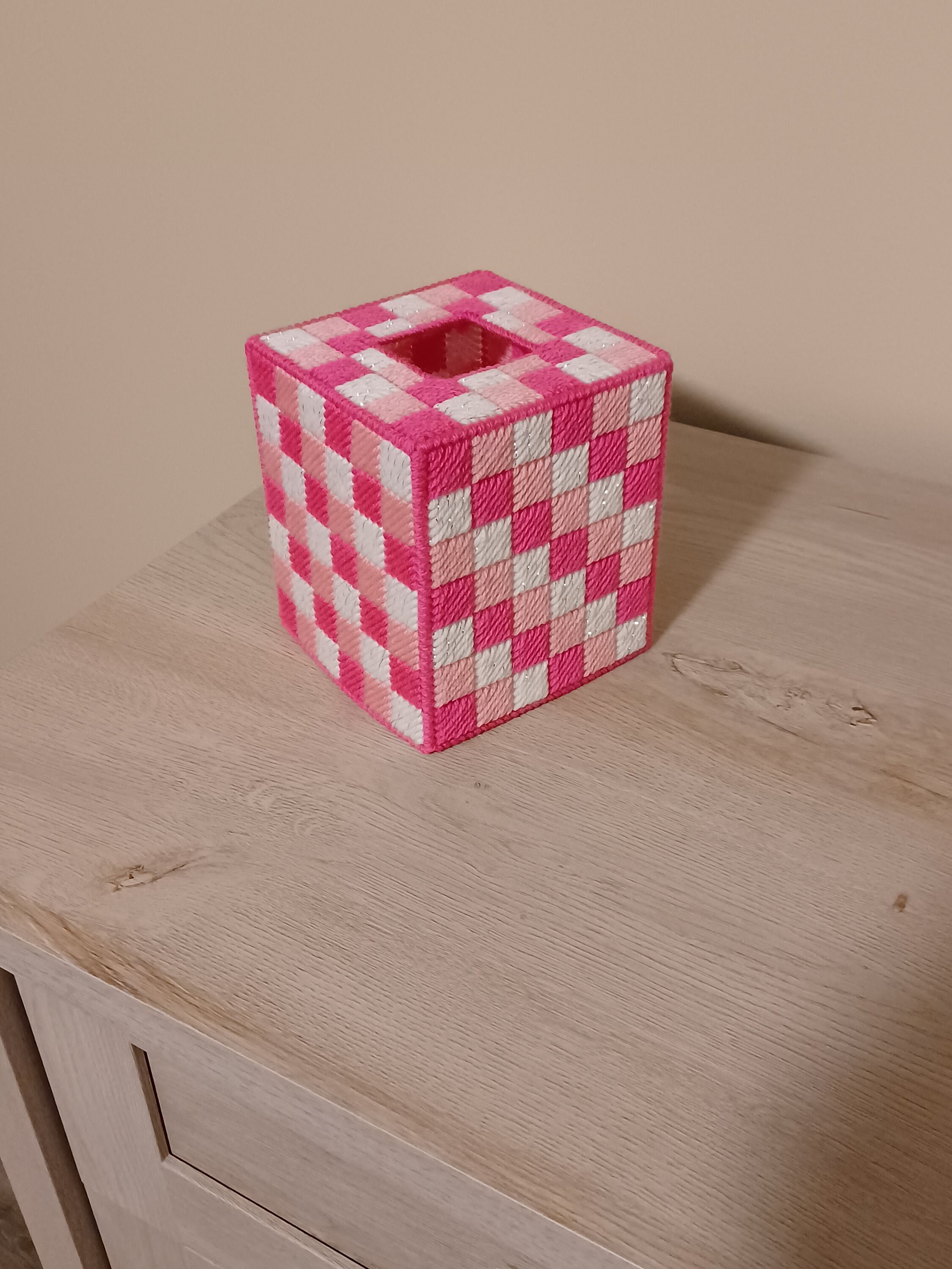Pink Checkered Tissue Box - Etsy