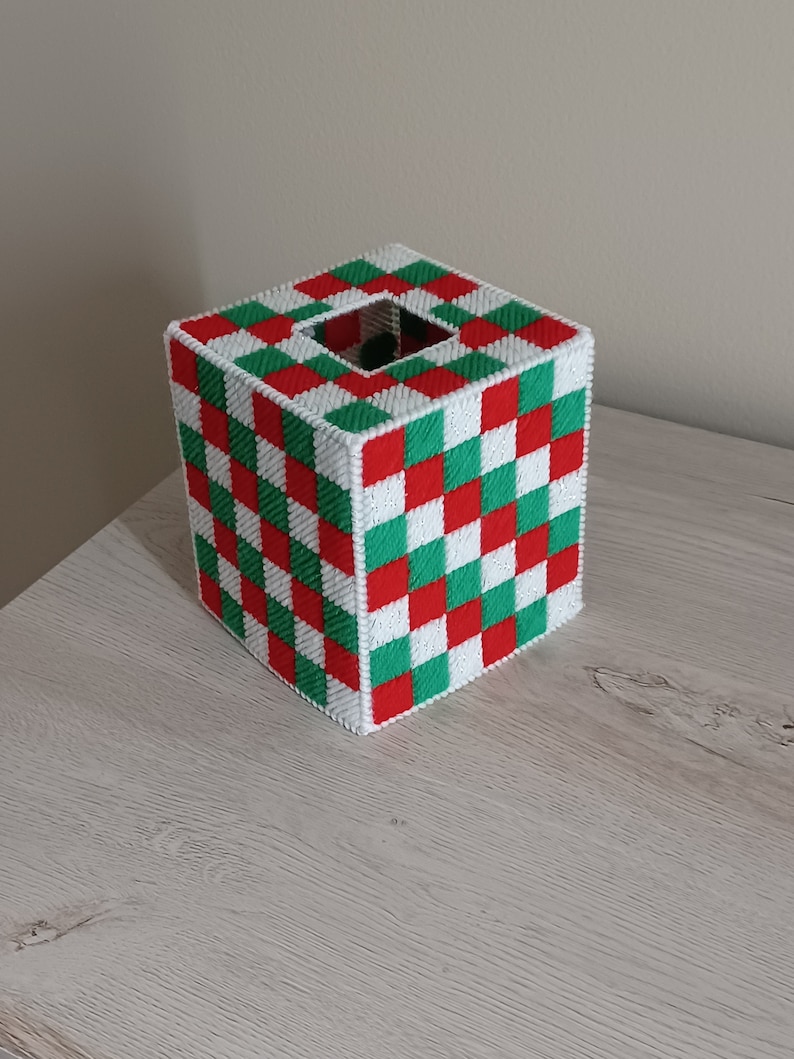 Red, White, Green Checkered Tissue Box - Etsy