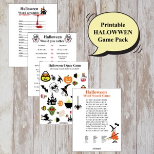 Printable Halloween Game Pack, 4 Games, Word Scramble,would You Rather ...