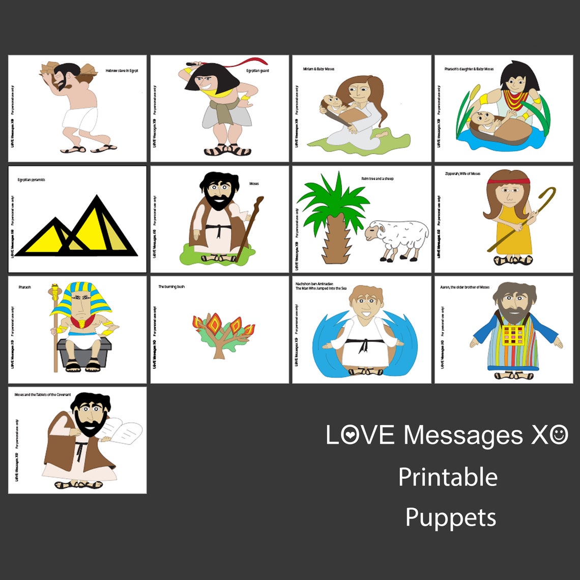 Printable Passover Puppets Characters and Ten Plagues - Etsy