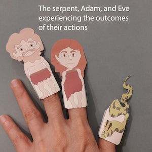 Printable Finger Puppets, Adam, Eve, Serpent, Garden of Eden, Digital ...
