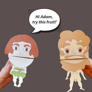 Adam and Eve Bible Story Printable Open Mouth Puppets for Kids, the ...