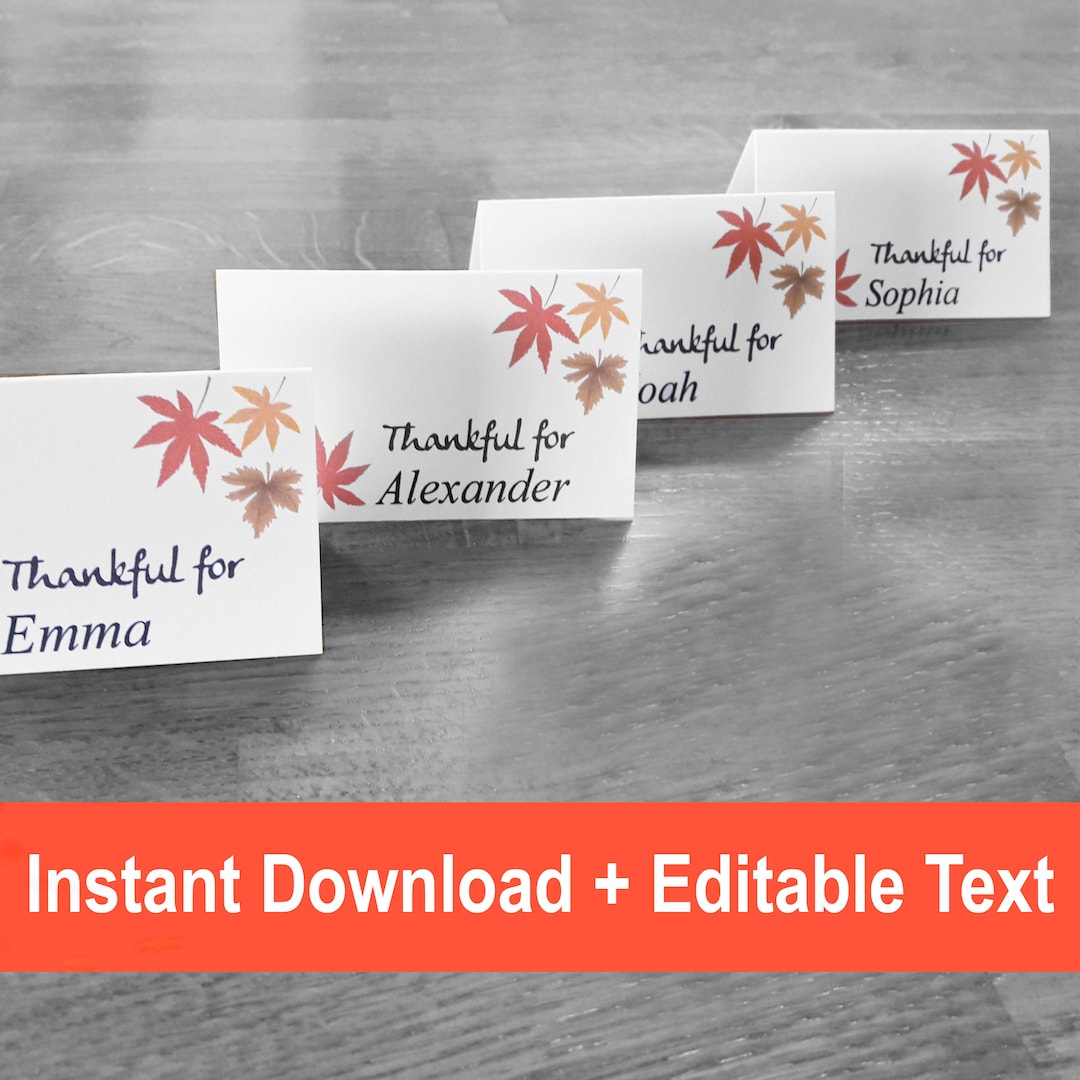 Thanksgiving Printable Place Card, Folded Place Cards, DIY Place Cards ...