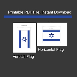 Printable Israel Flag, Vertical Flag, Horizontal Flag, PDF File ...