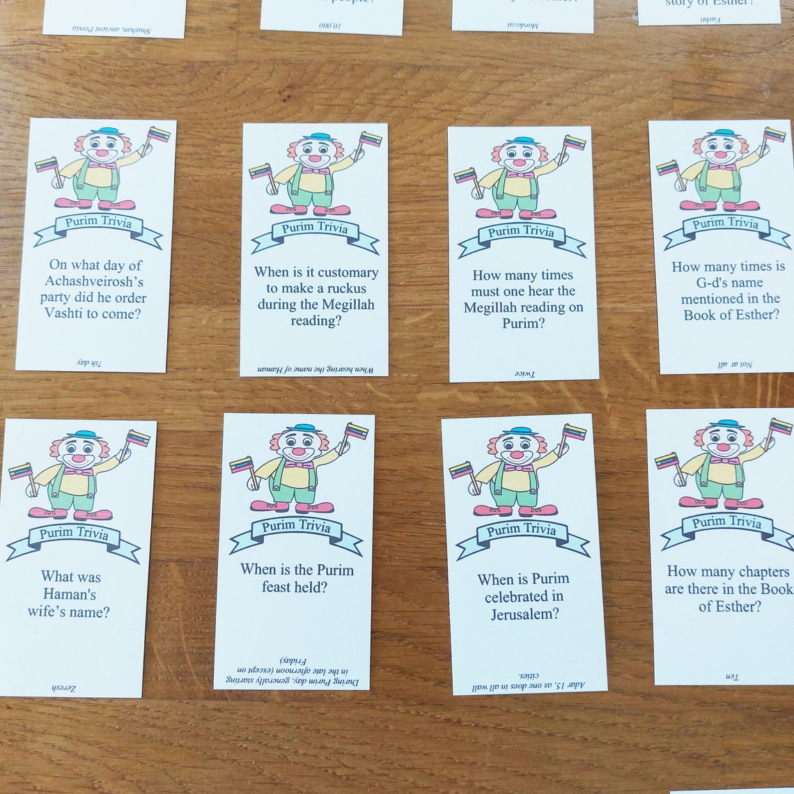 Purim Game , 54 Trivia Cards, Family Game, Instant Download, Printable ...