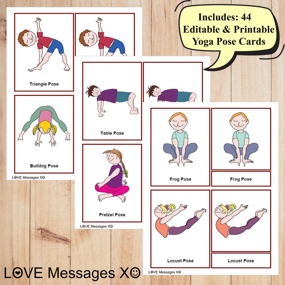 Yoga Cards for Kids 44 Montessori Cards Printable and | Etsy
