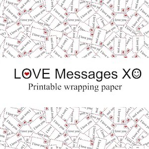Printable Wrapping Paper, I Love You Postcard, Gift Wrap for Husband ...
