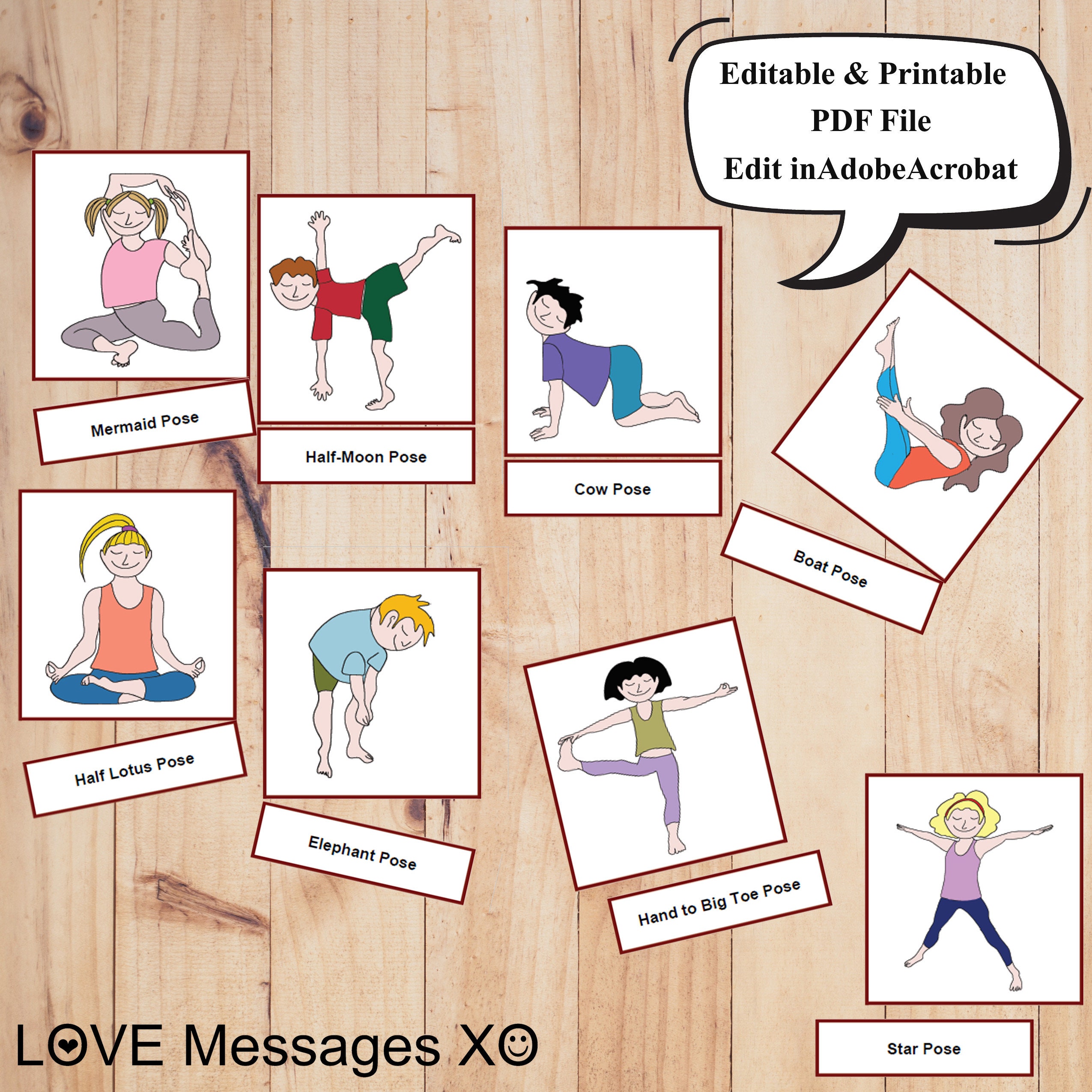 Yoga Cards for Kids 44 Montessori Cards Printable and | Etsy