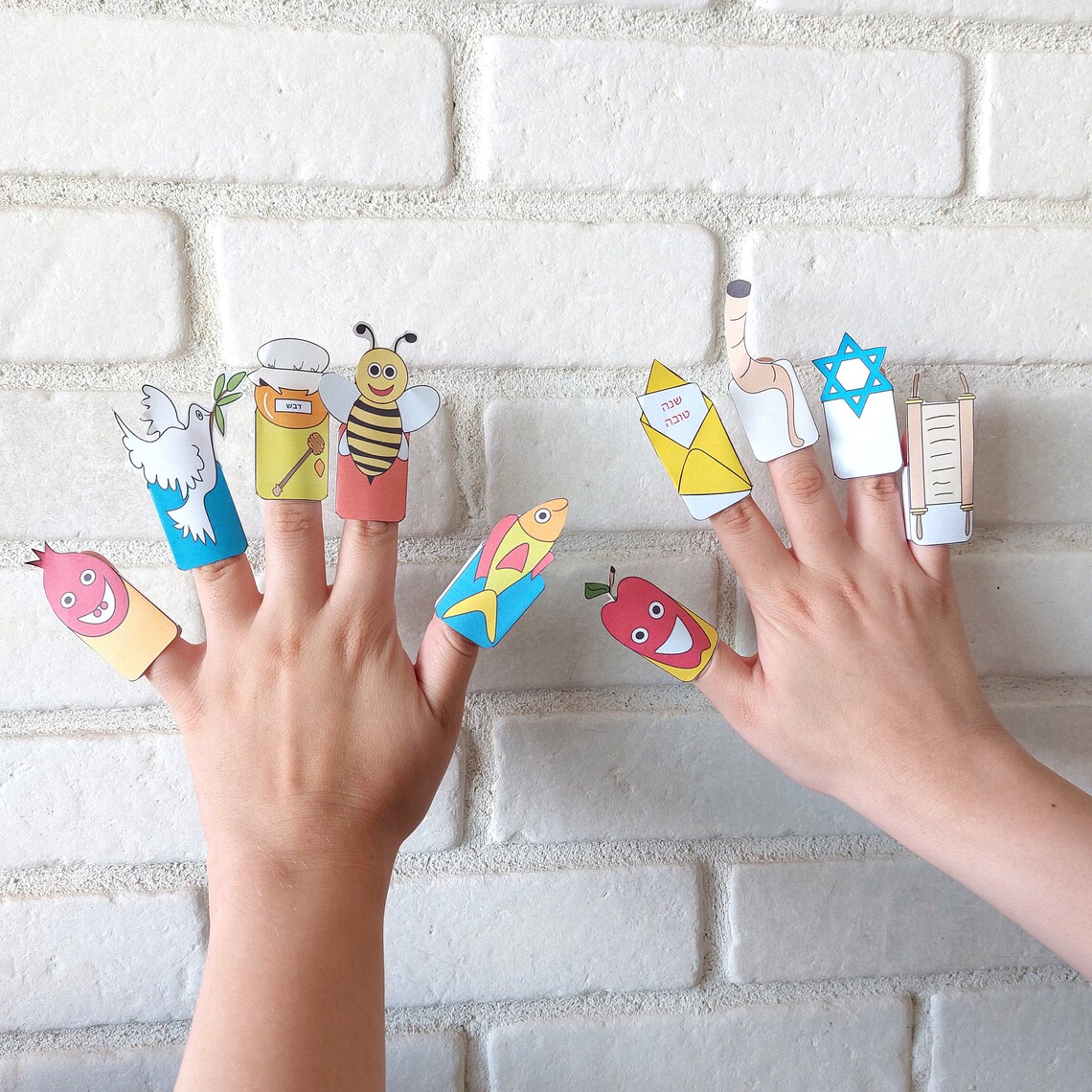 Rosh Hashanah 10 Finger Puppets , Printable PDF, Instant Download ...