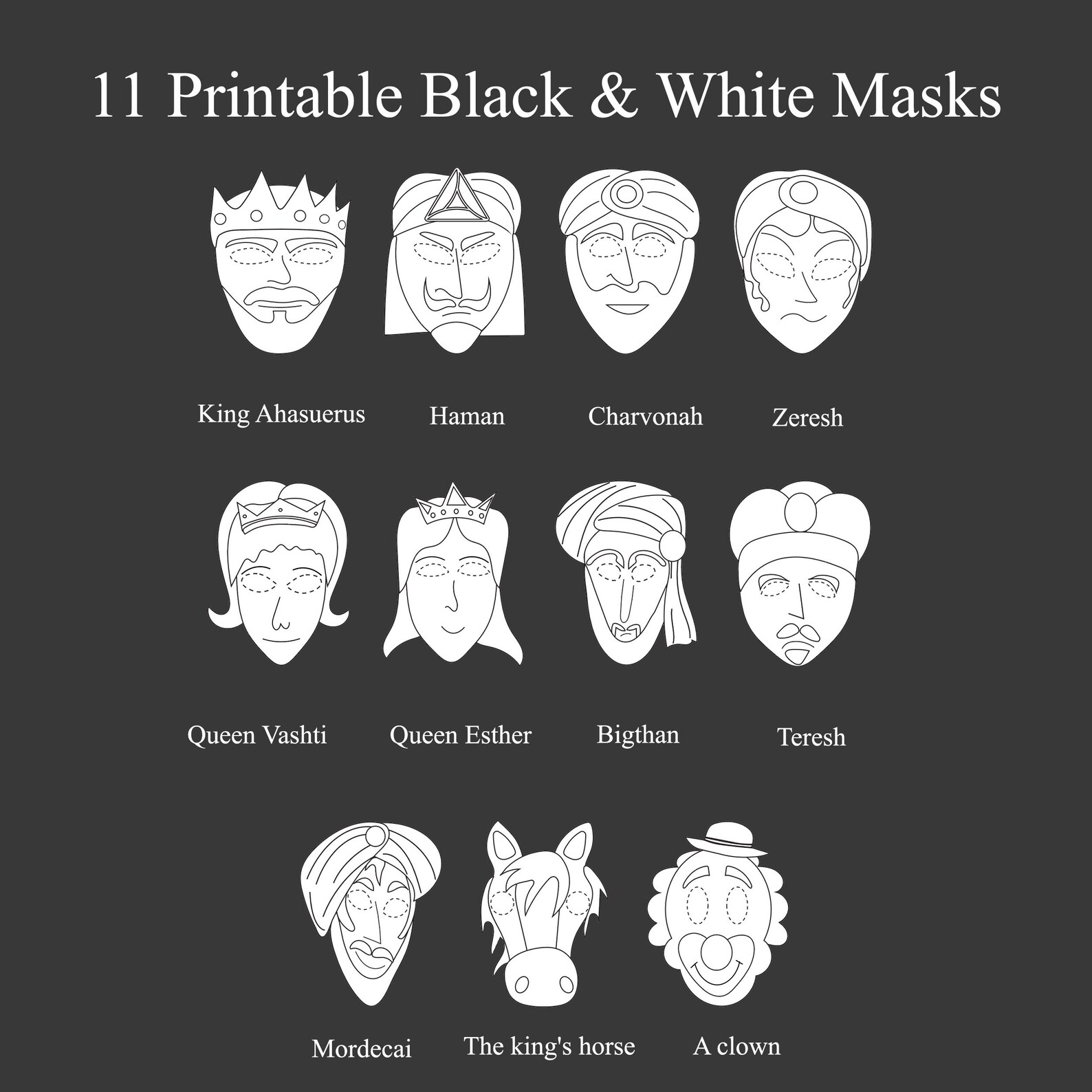 11 Printable Purim Coloring Pages and Mask Templates , PDF Download ...