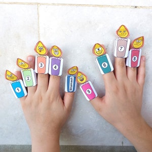 Printable Hanukkah Nine Candles Finger Puppets, Gift for Kids, Hanukkah ...