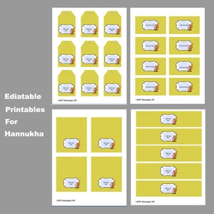 Hanukkah Printables, Editable, Place Cards, Fold Cards, Hanukkah Tags ...