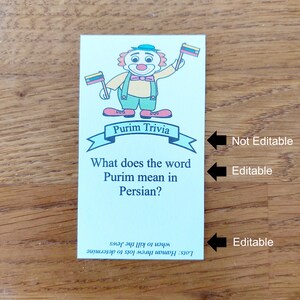 Purim Game , 54 Trivia Cards, Family Game, Instant Download, Printable ...