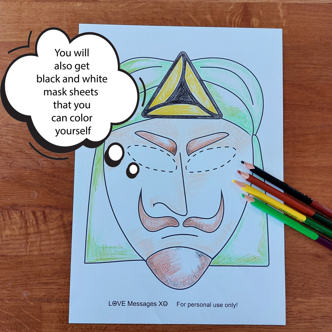 Printable Purim Masks Coloring Pages, Mask Templates PDF, Purim Crafts ...