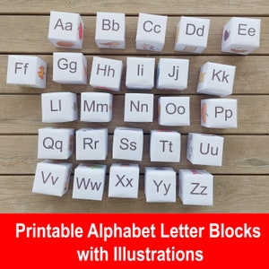 Printable Alphabet Blocks With Illustrations, Instant Download ...