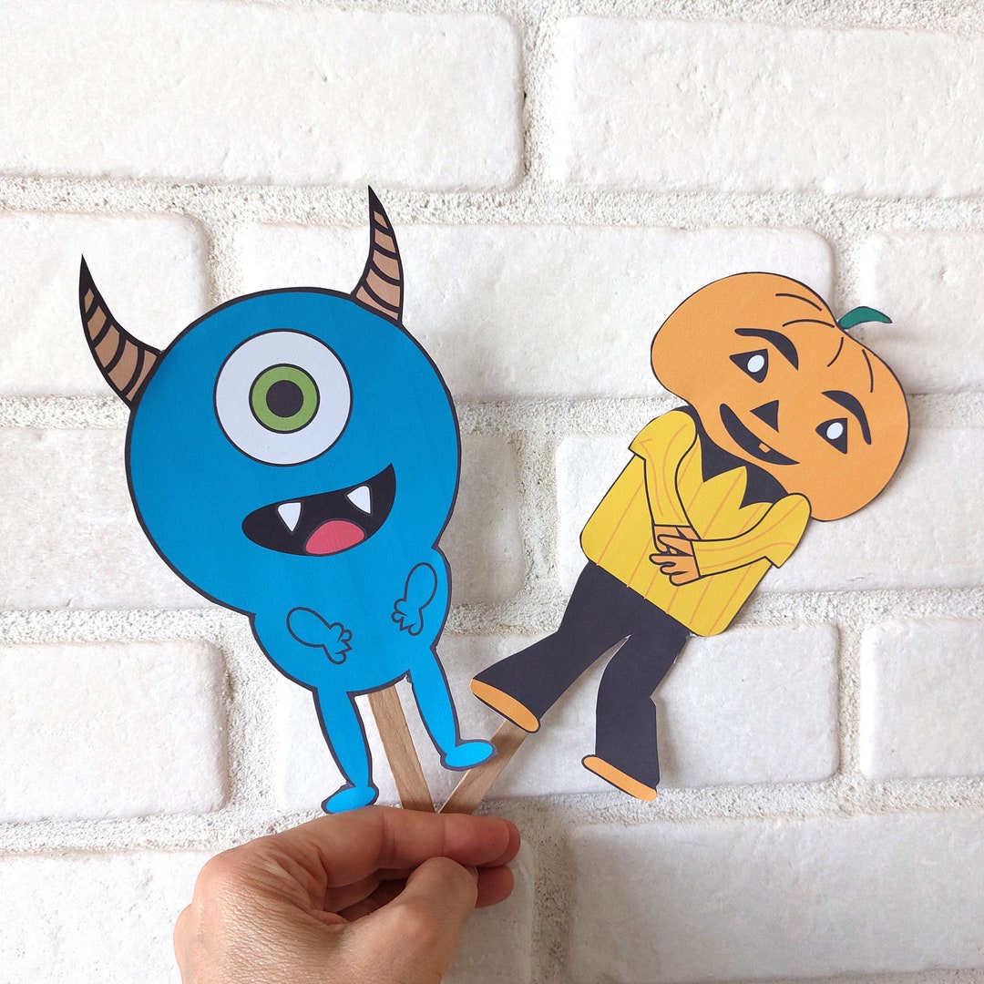 Printable Halloween Puppets, Halloween Toy Mini Gift for Kids, Instant ...