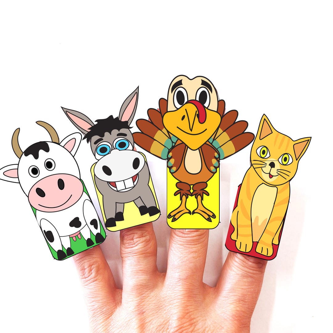 Printable Farm Animal Finger Puppets, Instant Download, Fun DIY Craft ...
