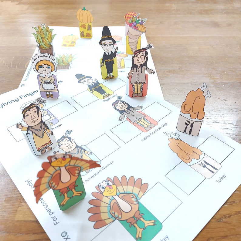 Thanksgiving Finger Puppets Printable PDF Instant Download - Etsy