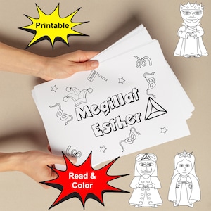Printable Purim Megillat Esther, Coloring Book Book of Esther for Kids ...
