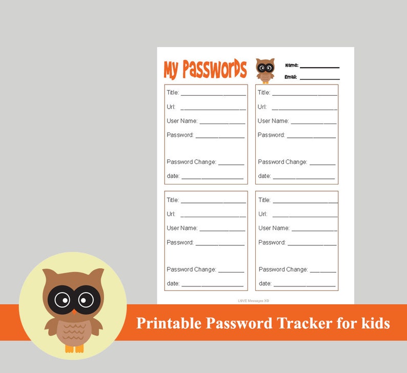 Password Tracker for Kids Printable Password Sheet Password - Etsy