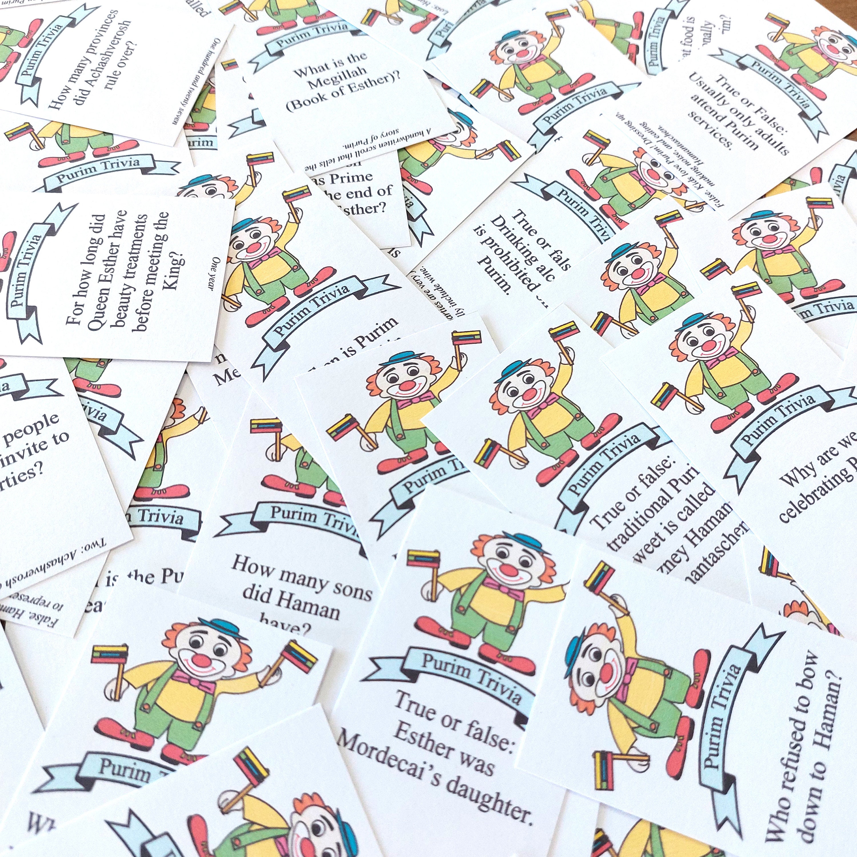 Purim Game , 54 Trivia Cards, Family Game, Instant Download, Printable ...