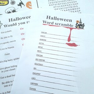 Printable Halloween Game Pack, 4 Games, Word Scramble,would You Rather ...