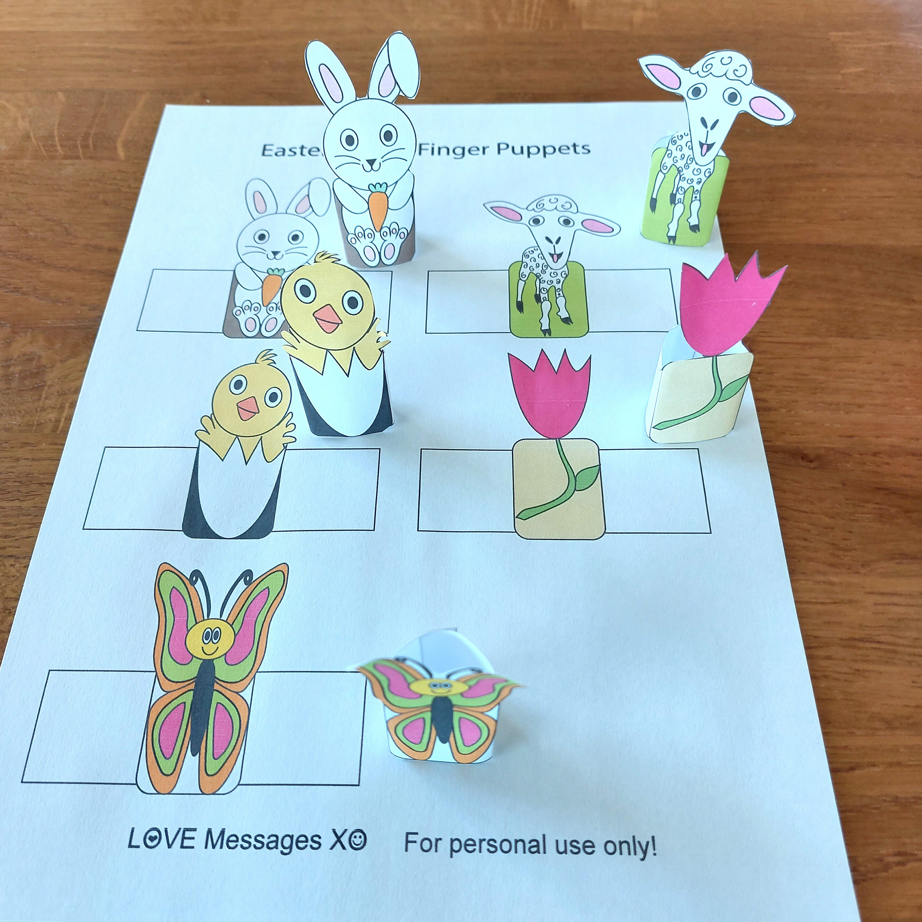 Printable Easter Finger Puppets for Kids, Bunny Lamb Chick Butterfly ...