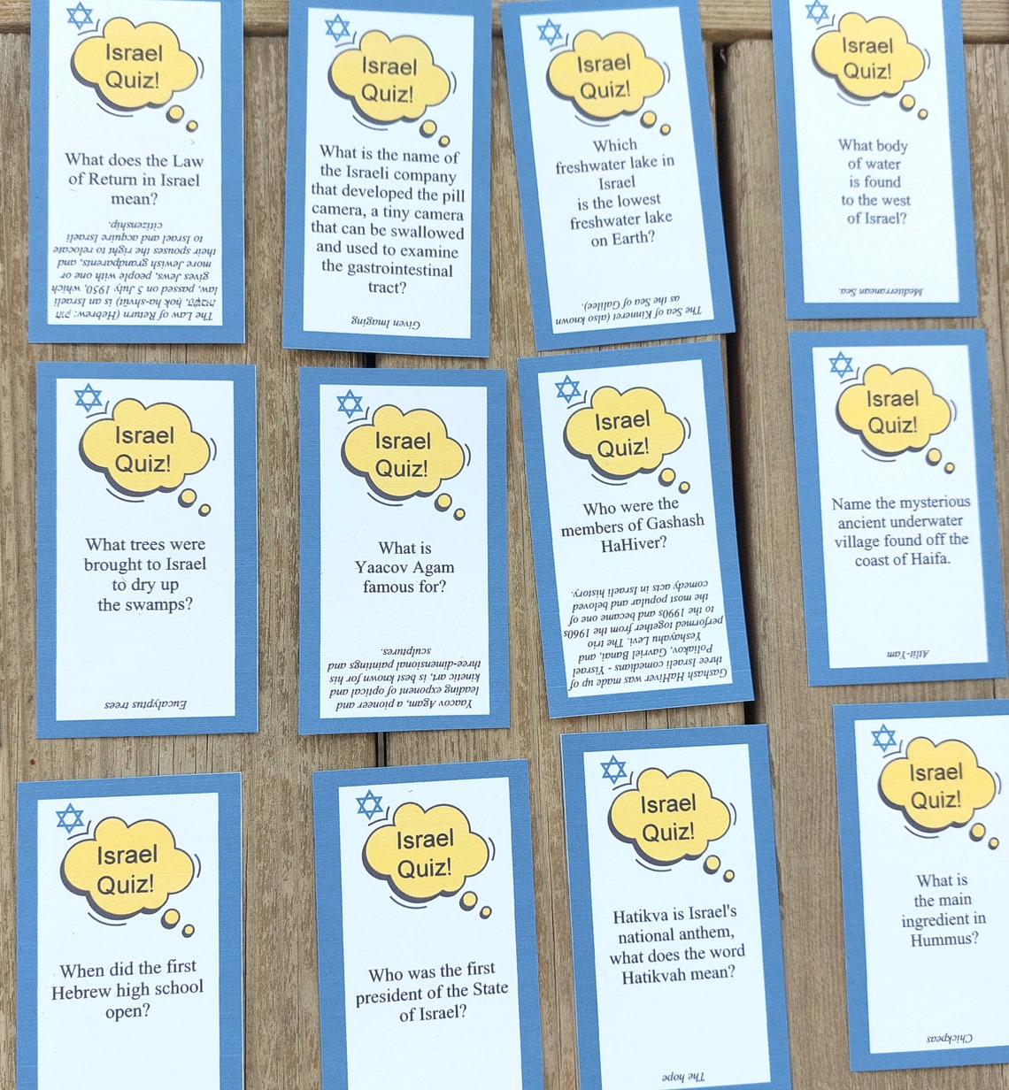 Israel Quiz Game , 100 Trivia Cards, Family Game,printable and Editable ...