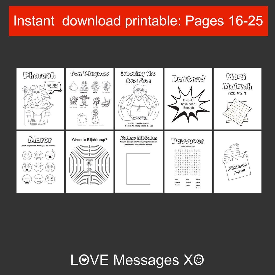 Printable Passover Haggadah for Kids, 25 Pages, Instant Download PDF ...