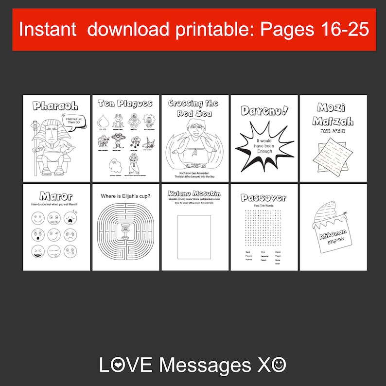 Printable Passover Haggadah for Kids, 25 Pages, Instant Download PDF ...