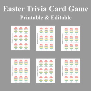 Printable & Editable Easter Trivia Game , 50 Cards, Family Game ...