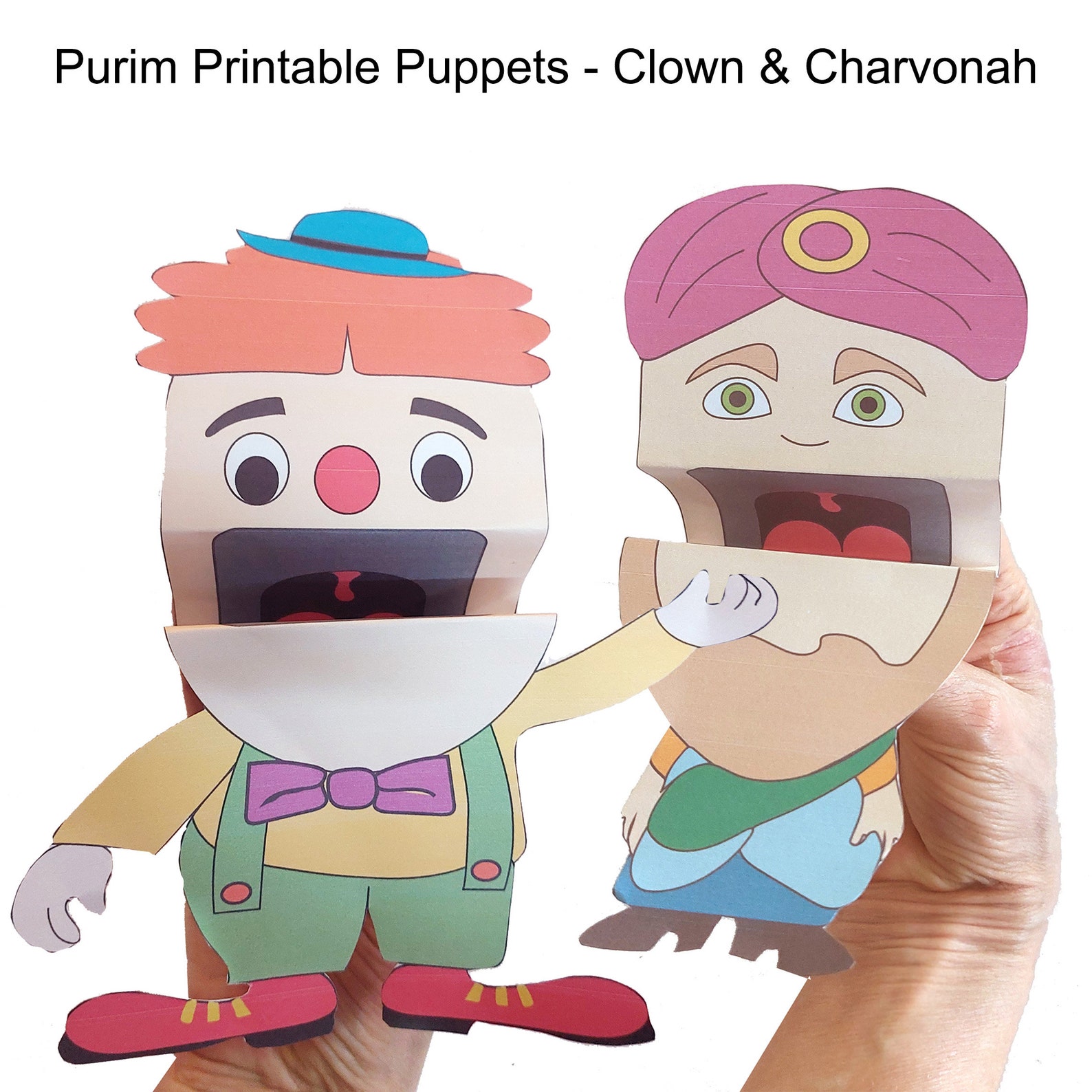 11 Printable Purim Puppets, Instant Download, Purim Download, Mouth ...
