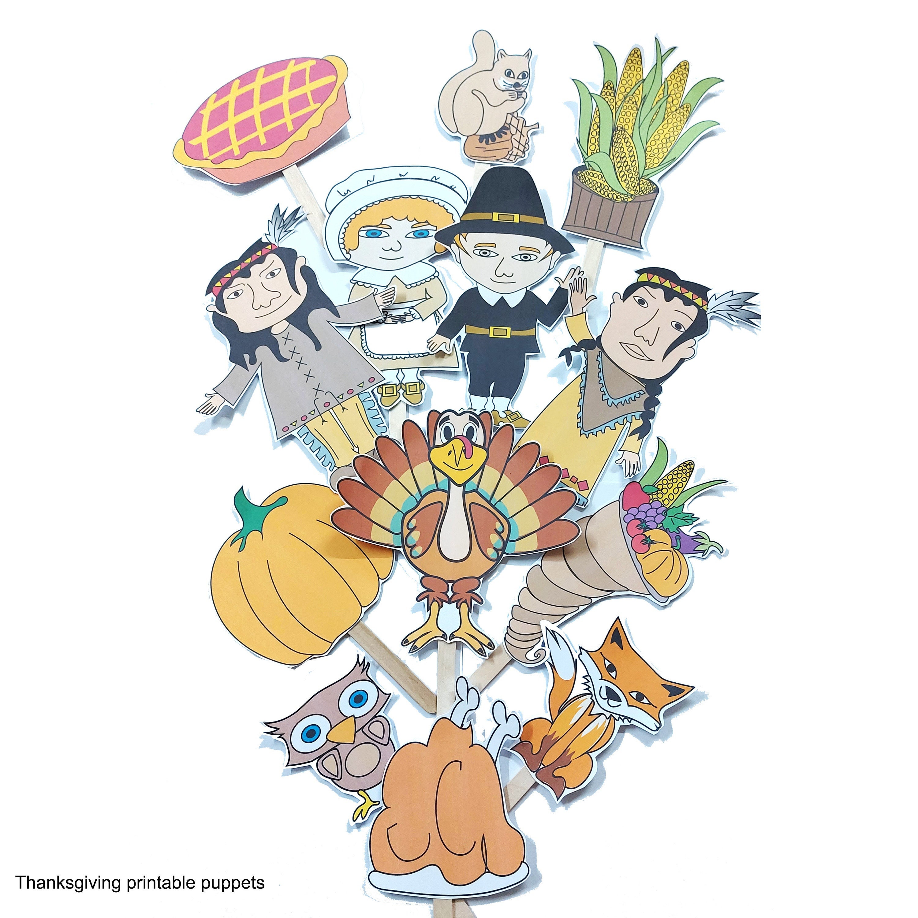 Printable Thanksgiving Puppets, Instant Download, Thanksgiving Download ...