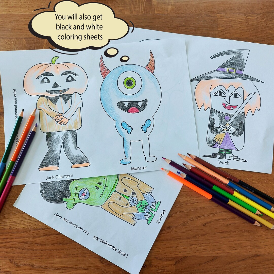 Printable Halloween Coloring Pages for Kids and Halloween Puppets ...