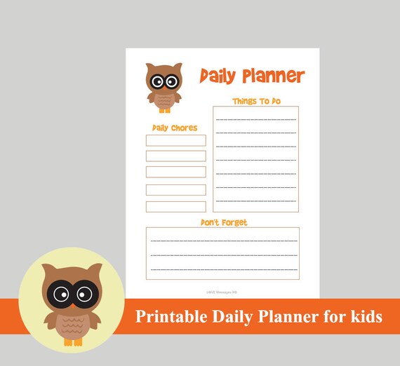 Daily Planner for Kids Printable Instant Download Routine | Etsy