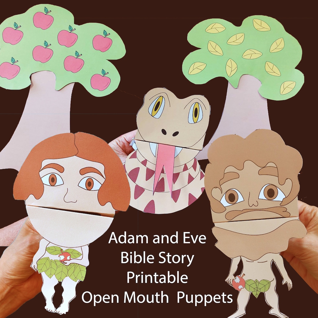 Adam and Eve Bible Story Printable Open Mouth Puppets for Kids, the ...