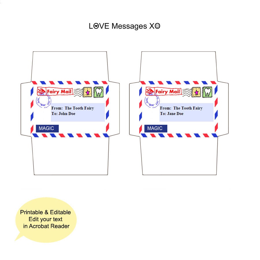 Tooth Fairy Letter Tooth Envelope Tooth Certificate - Etsy