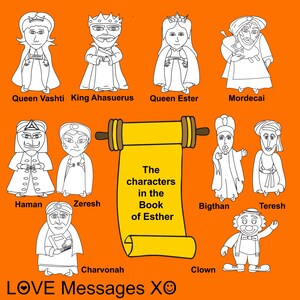 Printable Purim Megillat Esther, Coloring Book Book of Esther for Kids ...