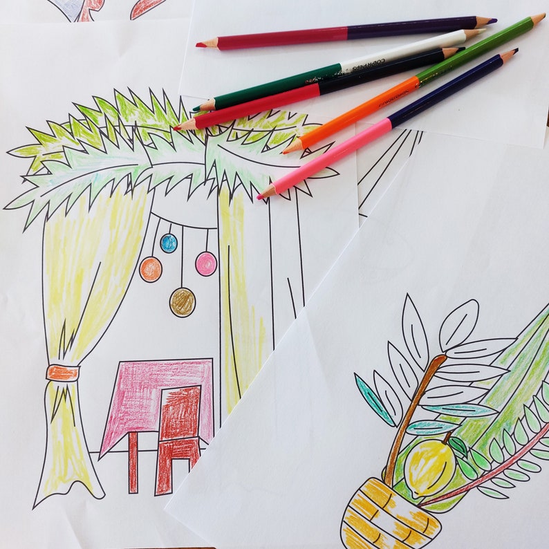Rosh Hashanah Sukkot Simchat Torah 18 Kids Coloring Pages - Etsy