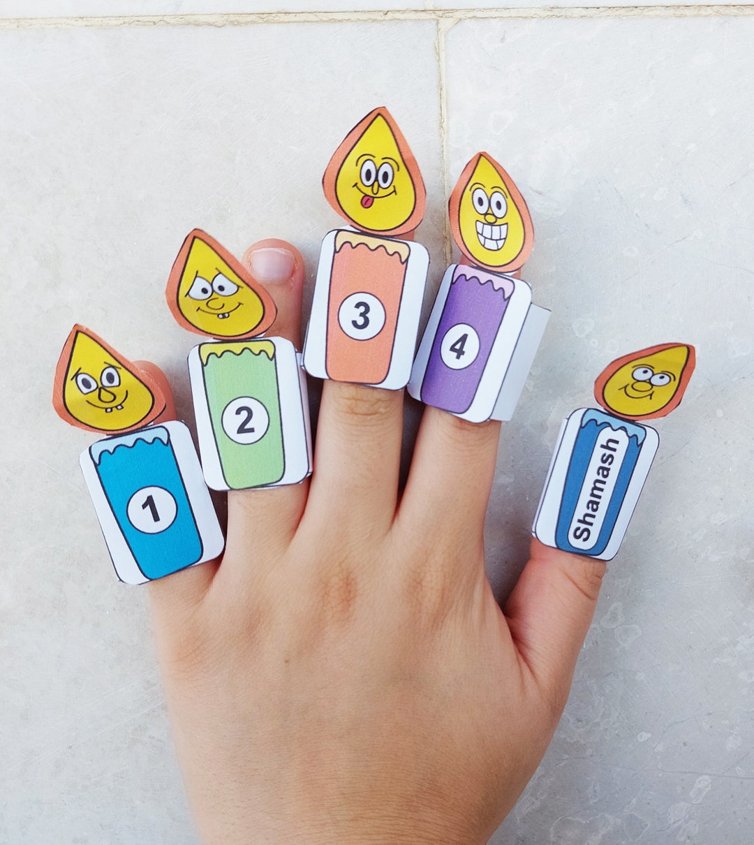 Printable Hanukkah Nine Candles Finger Puppets, Gift for Kids, Hanukkah ...