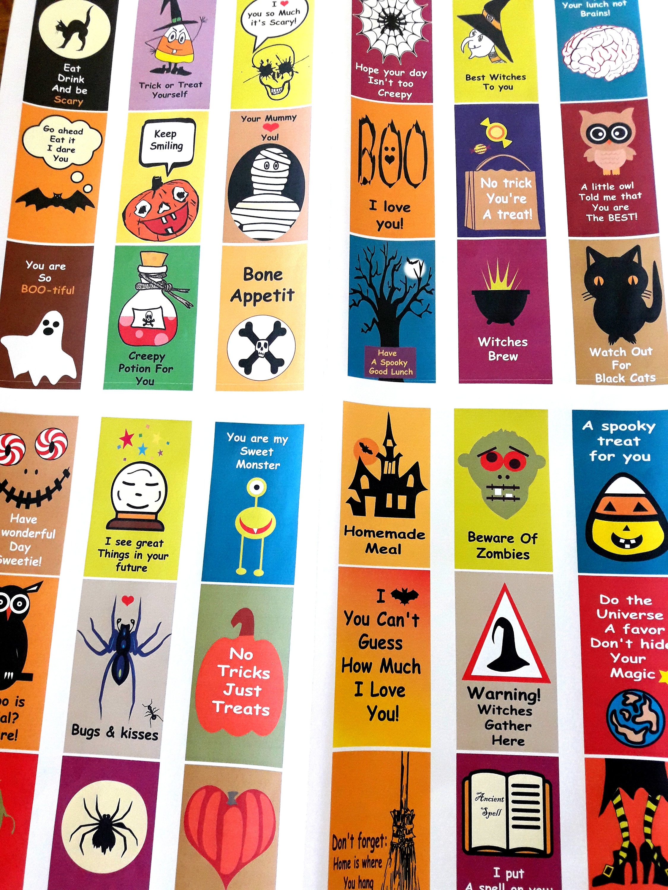 Printable Halloween Lunch Box Notes for Kids, 36 Lunch Cards, Positive ...