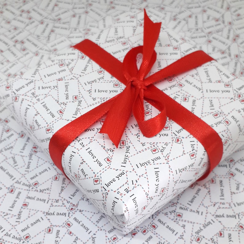 Printable Wrapping Paper I Love You Postcard Gift Wrap for - Etsy